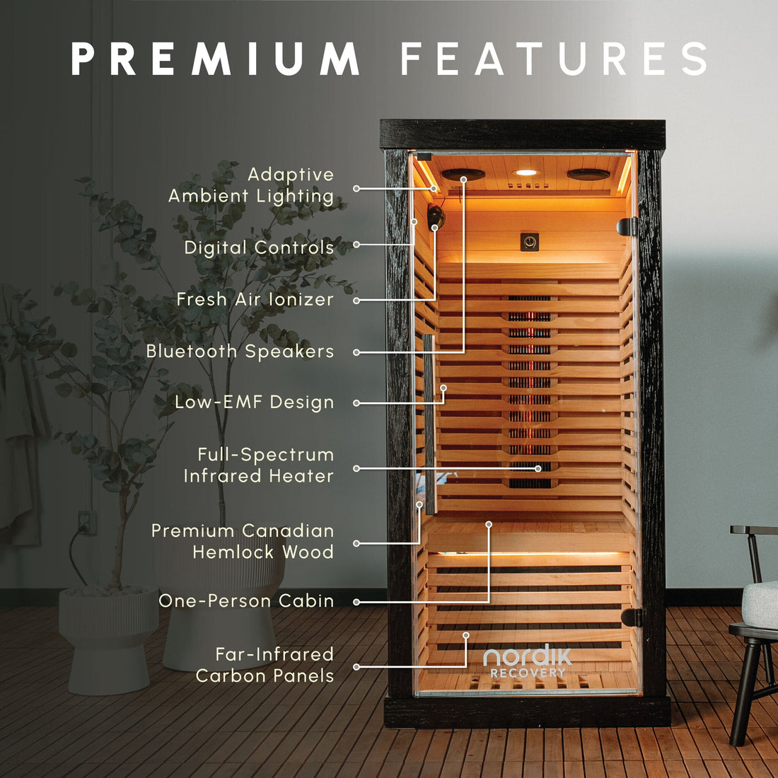 1-Person Full Spectrum Infrared Sauna – Low EMF, Canadian Hemlock ...
