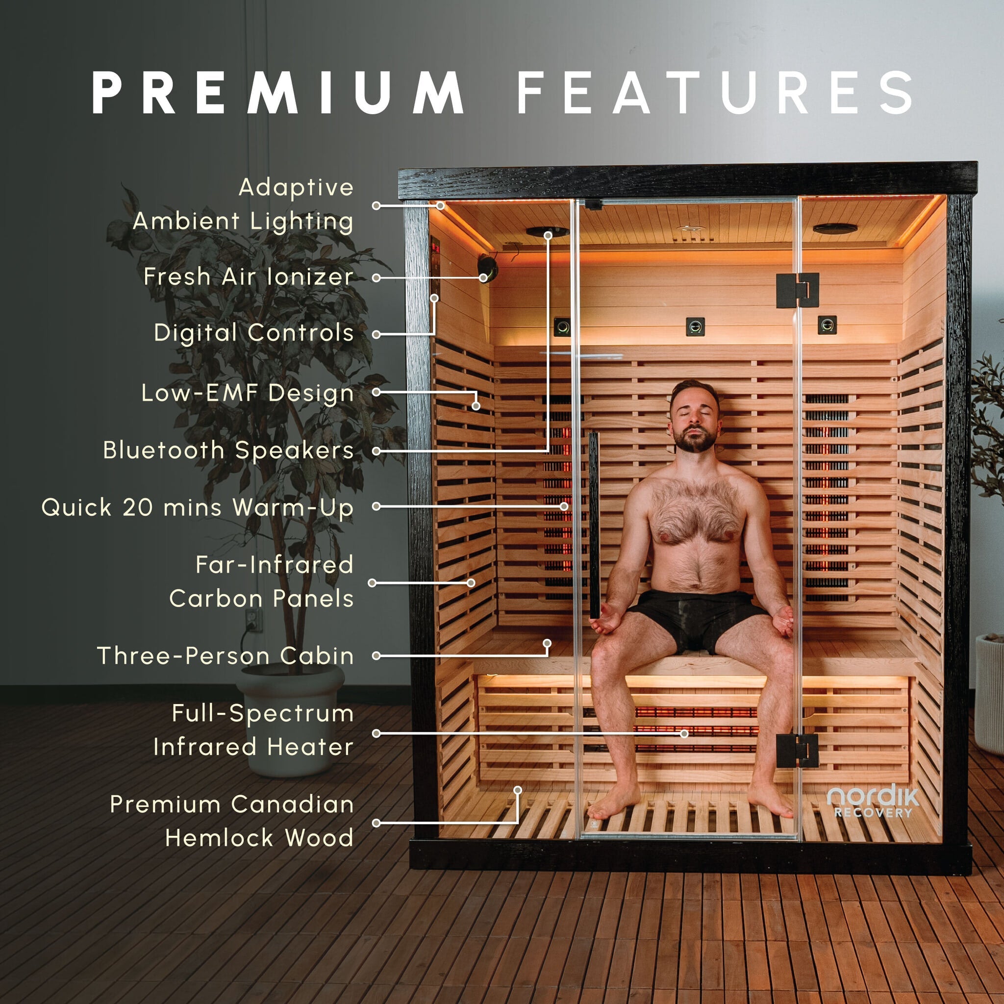 3-Person Full Spectrum Infrared Sauna – Low EMF, Canadian Hemlock ...